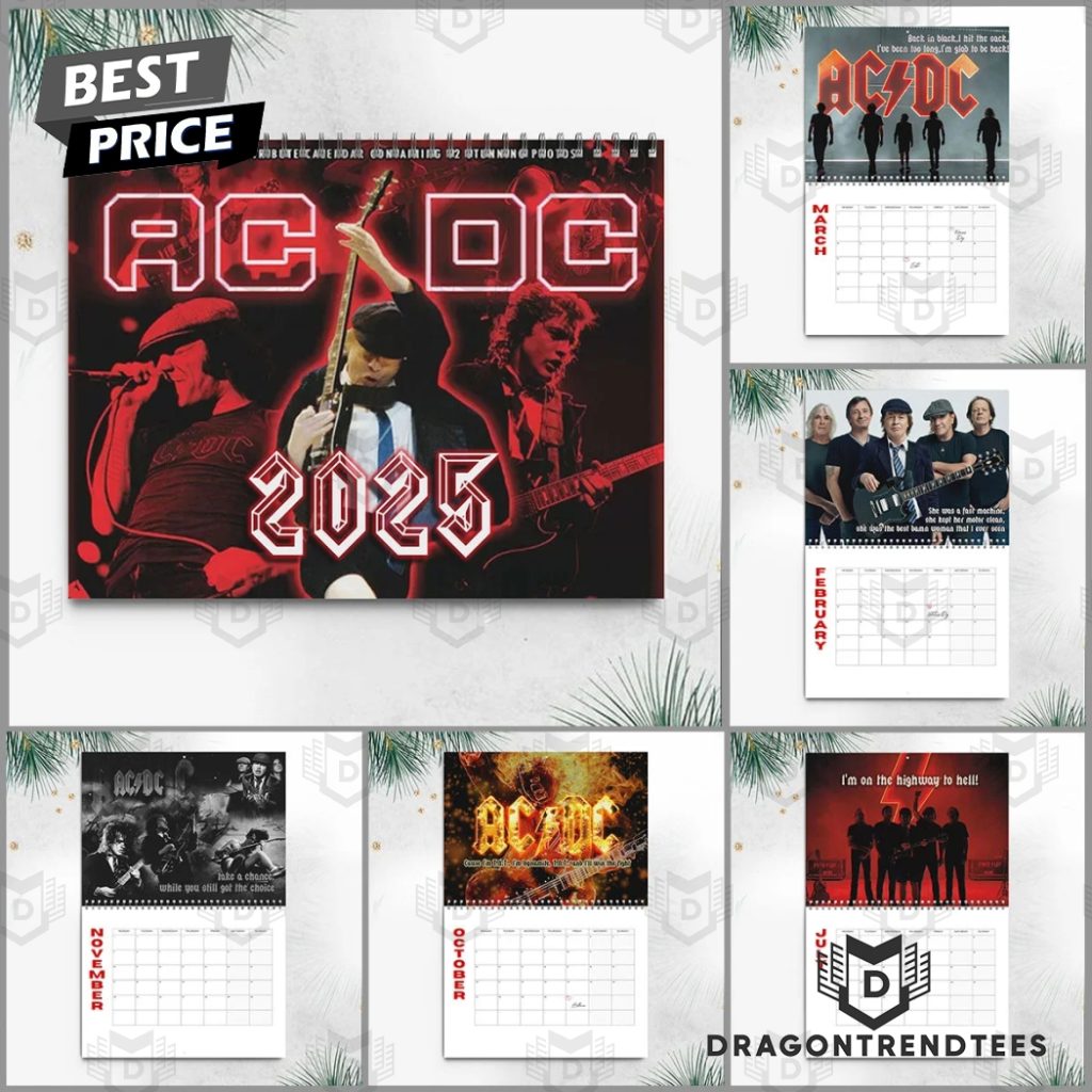 AC DC New Year 2025 Calendar - Dragontrendtees Store