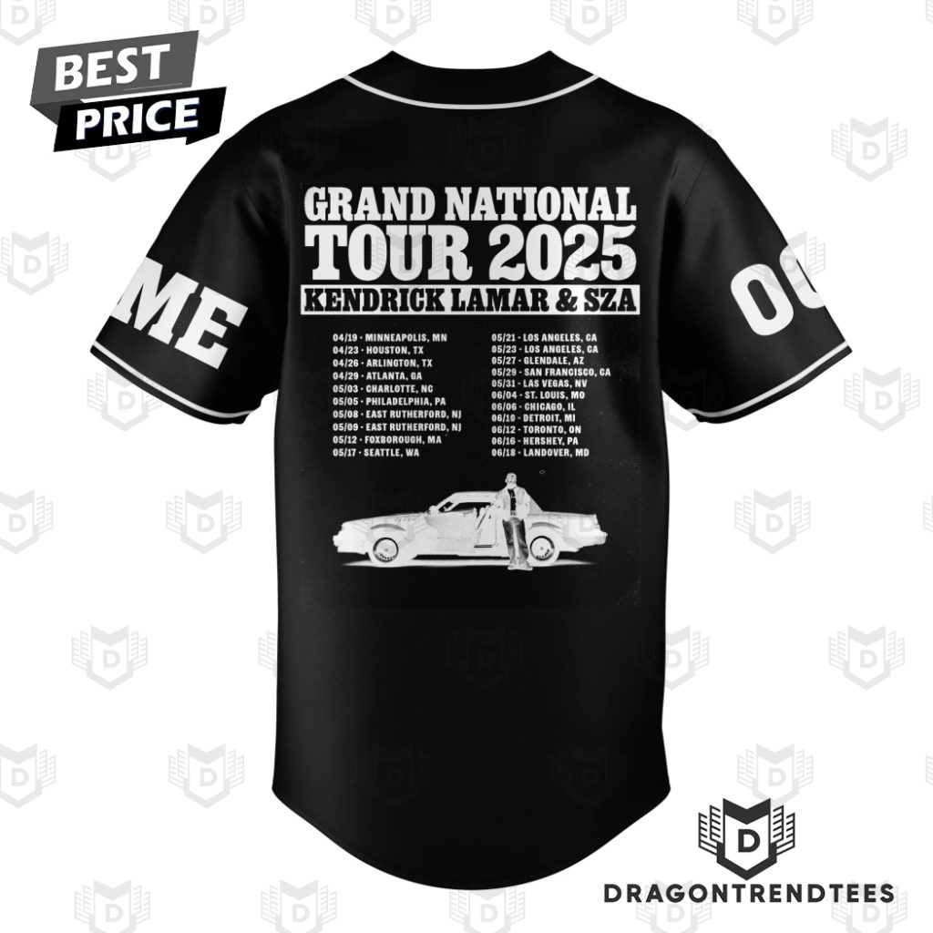 Personalized Kendrick Lamar Grand National Tour 2025 Baseball Jersey ...
