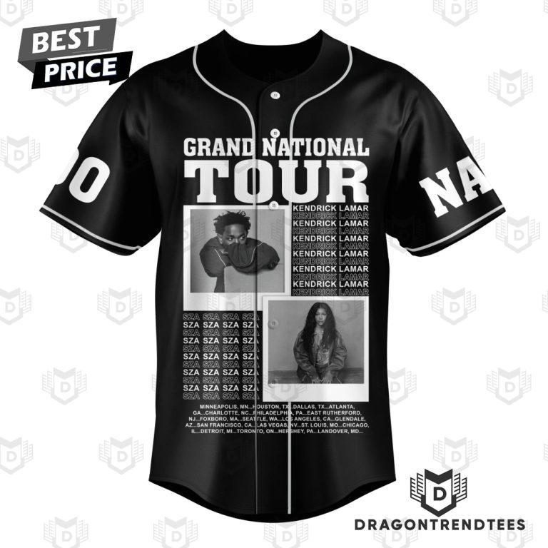 Personalized Kendrick Lamar Grand National Tour 2025 Baseball Jersey ...